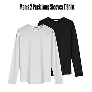 COOFANDY Men 2 Pack Muscle Fitted T Shirt Gym Workout Athletic Long Sleeves Tee Black/White