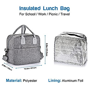 Lunch Bag for Women, stocking stuffers,Insulated Lunch Box Bag for Men,lunch bag with shoulder strap, Lunch Tote Bag for Women,Thermos lunch bag，Simple modern lunch bag，cooler lunch bag(Grey)