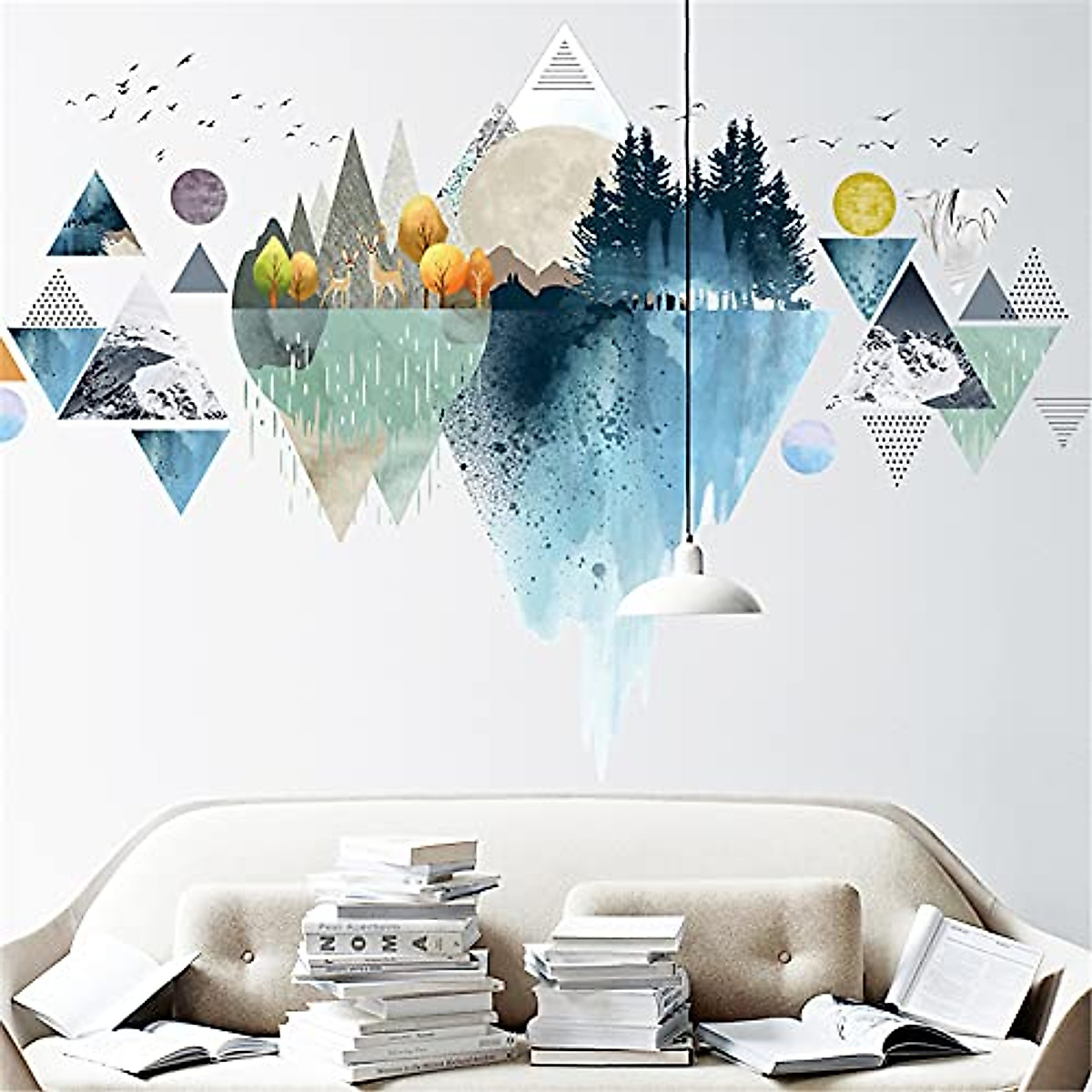 WAFT YEARN Mountain Wall Decals Peel and Stick Arch Wall Stickers Geometric Wall Stickers & Murals Tree Wall Decals for Living Room Bedroom Bathroom Door Restroom Roommates Vinyl Wall Art Sticker