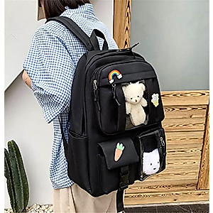 5PCS Kawaii Backpack Set with Kawaii Pendant and Pins Accessories, Shoulder Bag School Bags Handbag Coin Purse Pencil Case