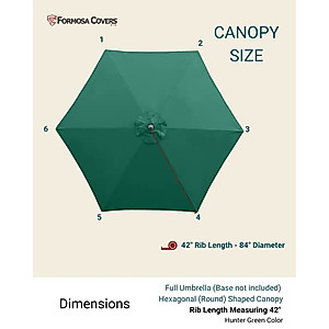 Formosa Covers 7 ft Wood Outdoor Patio Umbrella Market Style - Tilt Mechanism Eucalyptus Teak Oil - Enhance Your Outdoor Space - Perfect for Small Patio, Deck, Bistro, and Poolside - Hunter Green
