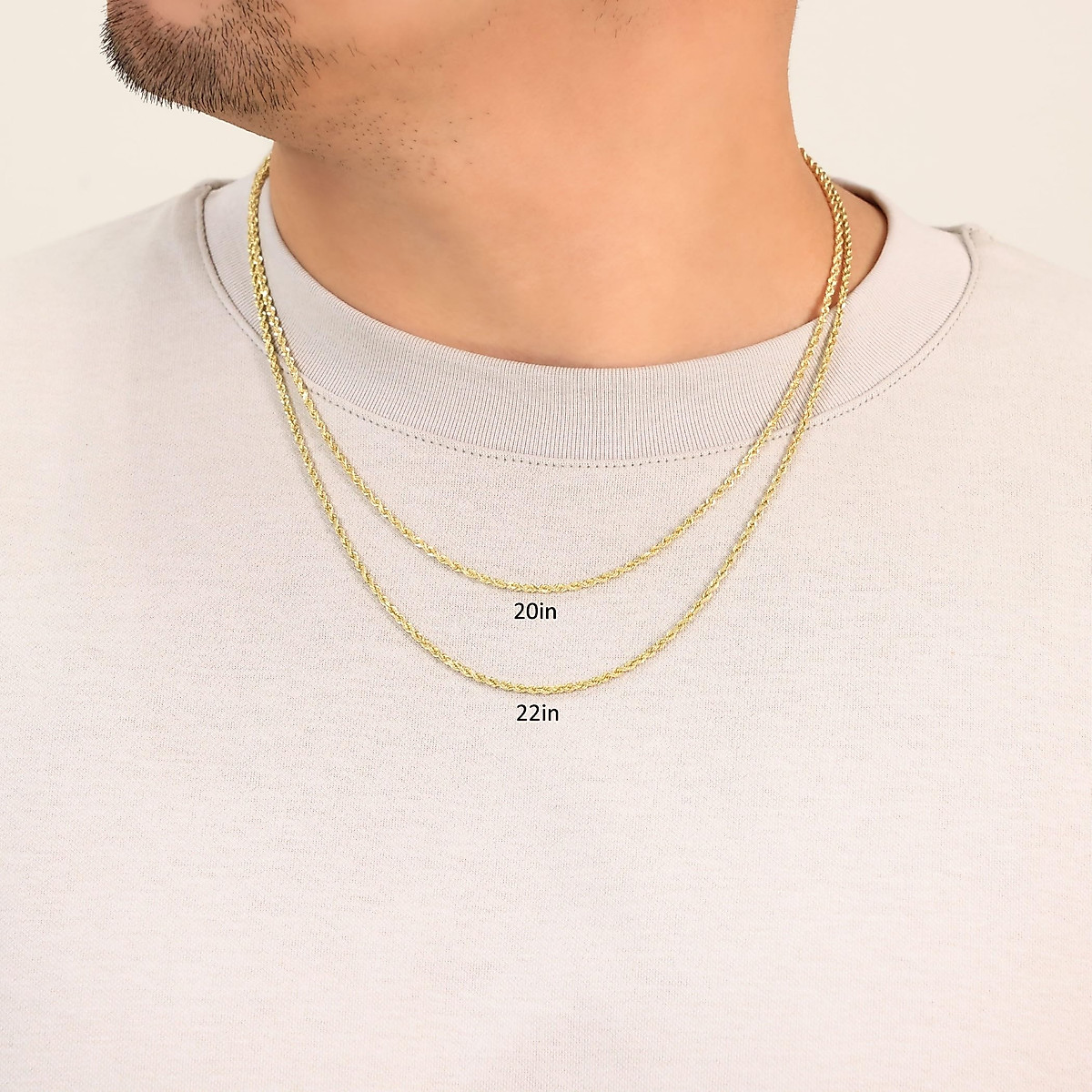 Nuragold 10k Yellow Gold 2mm Solid Rope Chain Diamond Cut Pendant Necklace, Mens Womens Jewelry 16" 18" 20" 22" 24" 26" 28" 30"