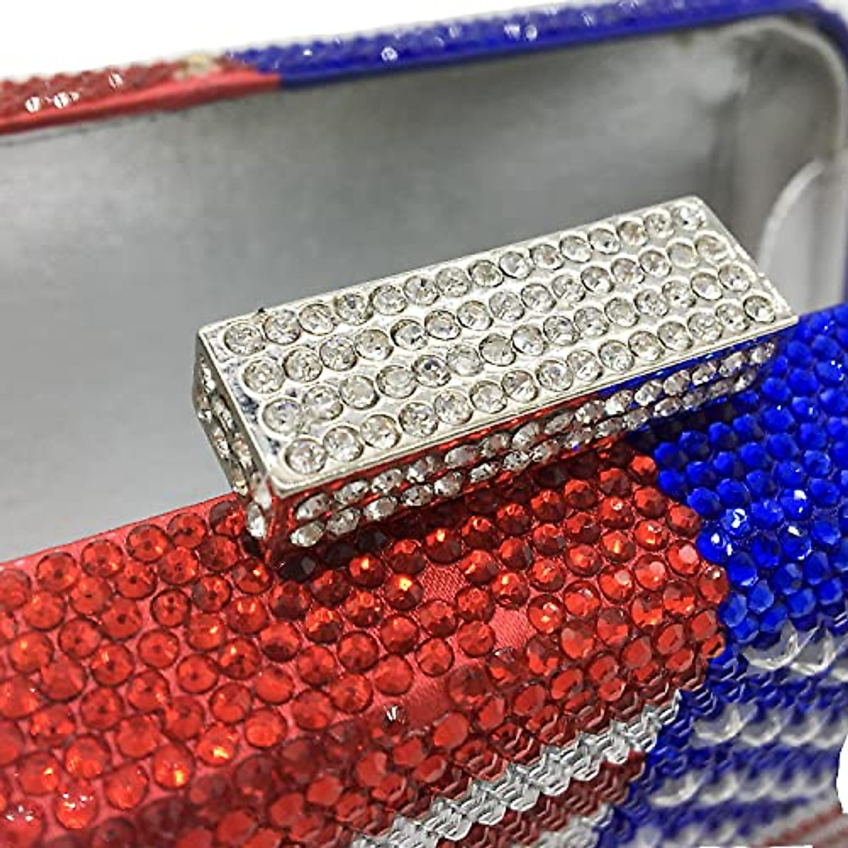 The National Flag Crystal Clutch Purse for Women Evening Bags Party Chain Shoulder Handbags (America, Small)