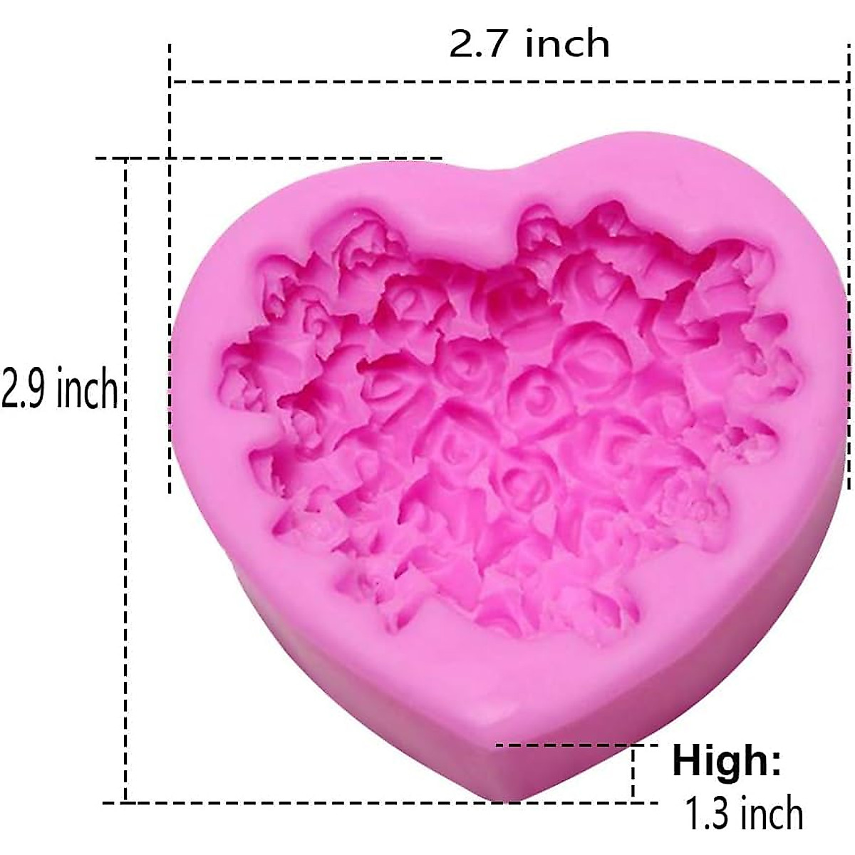 OBTANIM Silicone 3D Rose Flower Mold Love Heart Shape Fondant Soap Cake Mould for Chocolate Wedding Valentine