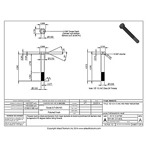 Allied Titanium 0004313, (Pack of 2) 1/2-13 X 4 UNC Titanium Hex Head Bolt, Grade 5 (Ti-6Al-4V)