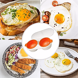 AKOAK 1 Pack Egg Poacher, Double Drain Egg Boiler, 2 - Chamber Microwave Egg Cooker Kitchen Cooking Gadgets, Drain Egg Boiler for Microwave or Stove - Orange