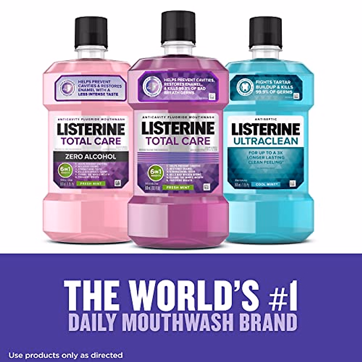 Listerine Total Care Anticavity Fluoride Mouthwash, 6 Benefit Oral Rinse Kills 99% of Bad Breath Germs, Prevents Cavities, Strengthens Enamel, ADA-Accepted, Fresh Mint, 8.5 Fl. Oz (250 mL)