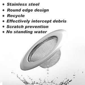 10 Pcs Kitchen Sink Strainer Stainless Steel Mesh and Punching | Kitchen Sink Drain Strainer with Large Wide Rim 4.5" for The Sink in Kitchen/Bathroom/Bathtubs | Rust-Free, Sturdy and Durable