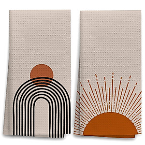 OHSUL Boho Kitchen Towels, Boho Kitchen Decor, Boho Bathroom Decor, Boho Hand Towels, Boho Bathroom Set, Sun Decor, Bohemian Bathroom Decor, Decorative Kitchen Towels (Color-1)