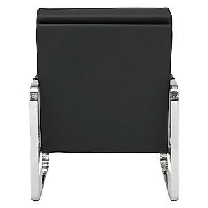 Studio Designs Home Allure Blended Leather Accent Arm Chair, Chrome/Black