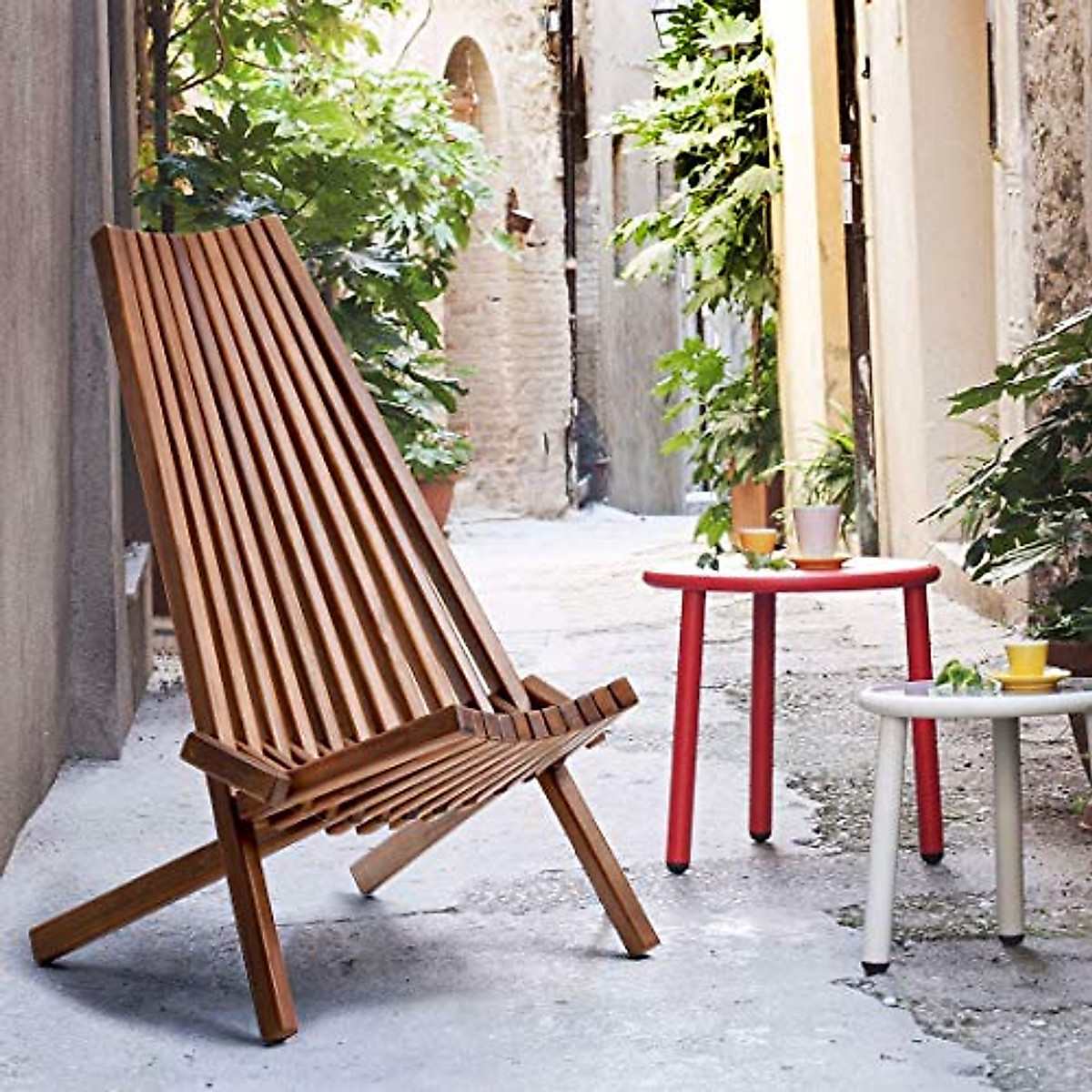 Daxue Folding Garden Chairs Solid Wood Outside Foldable Low Profile Acacia Wood Lounge Chair for Indoor Outdoor Handcrafted Patio Seating No Assembly Required Beach Yard Balcony Furniture