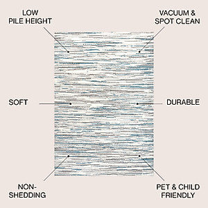 JONATHAN Y LUX106A-3 Speer Abstract Linear Stripe Indoor Area -Rug, Contemporary, Rustic, Coastal Easy -Cleaning,Bedroom,Kitchen,Living Room,Non Shedding, Gray/Blue, 3 X 5