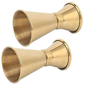 Jigger for Bartending 2pcs, Golden Dual Heads Jigger Stainless Steel Shot Measure Jigger Japanese Style Double Jigger Measuring Tool for Bar, Party, Home(S)