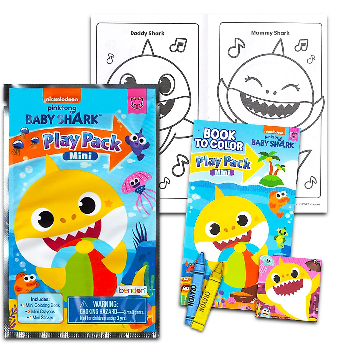 Baby Shark Mini Party Favors Set for Kids - Bundle with 24 Mini Baby Shark Grab n Go Play Packs with Coloring Pages, Stickers and More (Baby Shark Birthday Party Supplies)