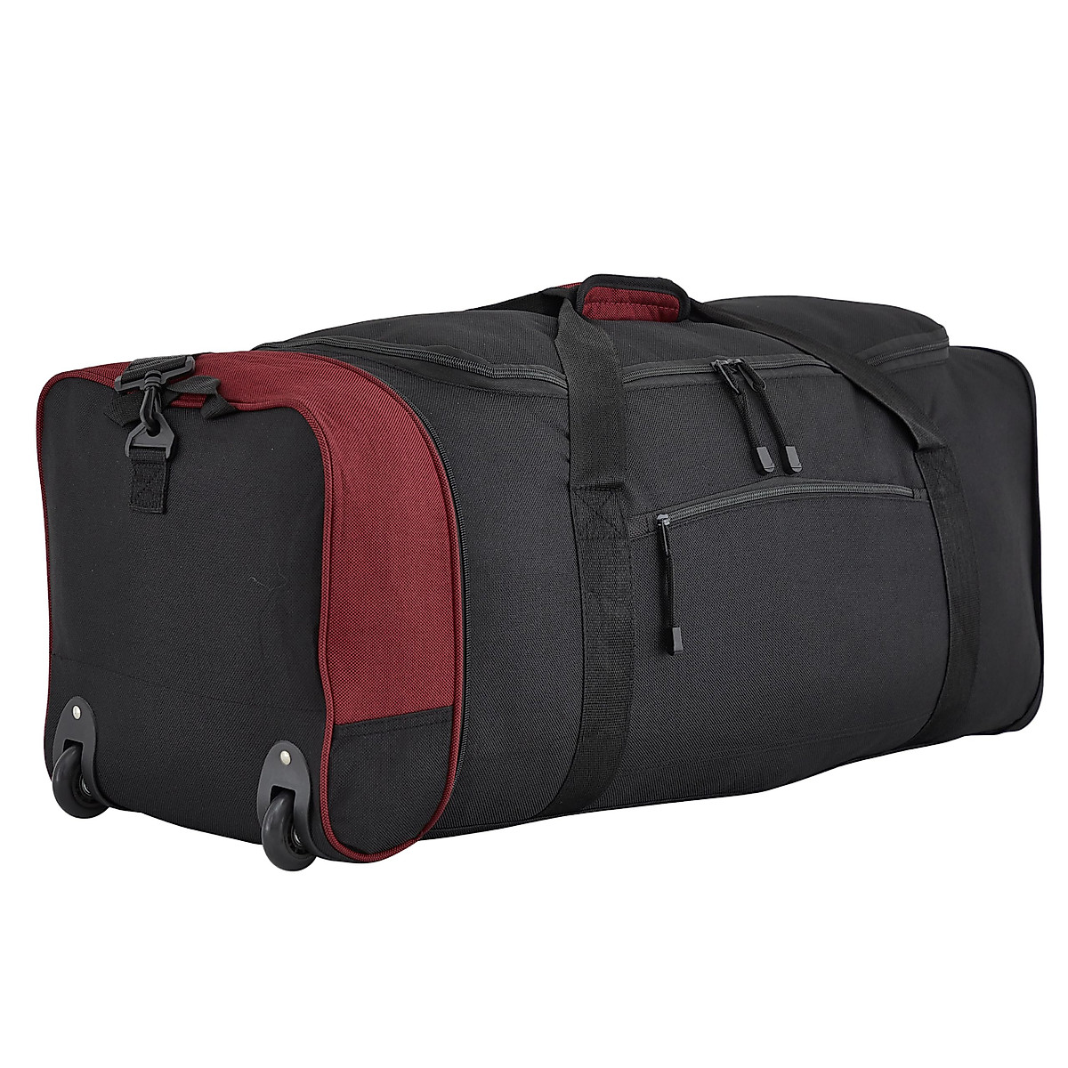 TPRC 32-Inch Collapsible Expandble Travel Rolling Duffel Bag, Black/Red