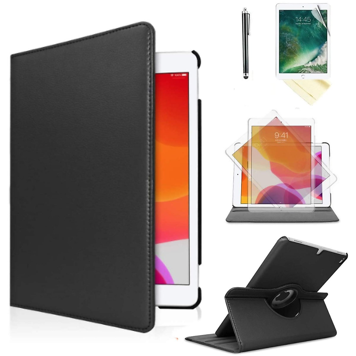 Tendmart Case Compatilbe with iPad Air 1st Generation Models A1474 A1475A1476 360 Rotating Stand with Wake Up/Sleep Function Also for 6th 5th Air2nd Generation 9.7 inch case (Black)