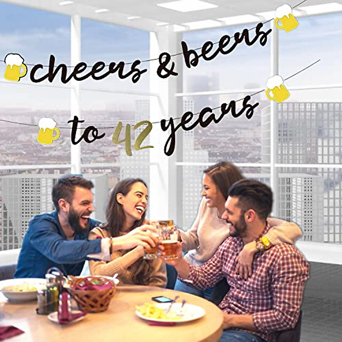 YiiiGoood Interchangeable Numbers Cheers & Beers to Any Age Banner Cursive Banner Beer Birthday Sign Happy Birthday Anniversary Bunting Party Decorations