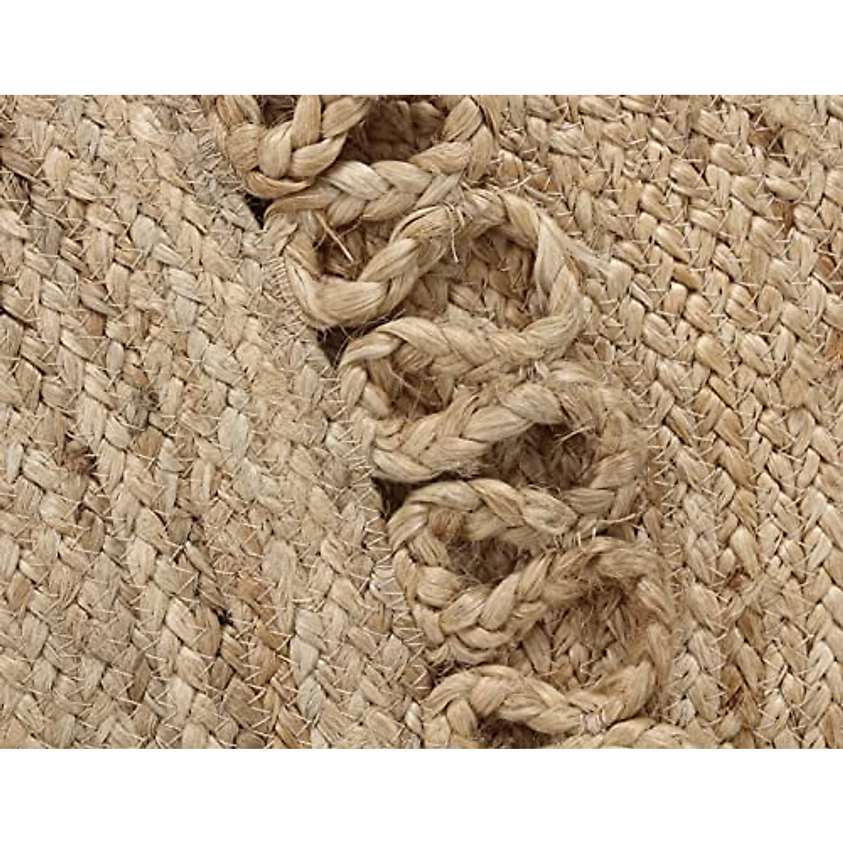 MORE Natural Fiber Round Collection 5' x 5' Round Natural Handmade Boho Braided Jute Area Rug