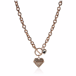 GUESS Women's Toggle Logo Charm Necklace, Rose Gold, One Size
