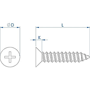 Countersunk Head Self-Tapping Screws NO.14 x 1.1/4" 50 Pack