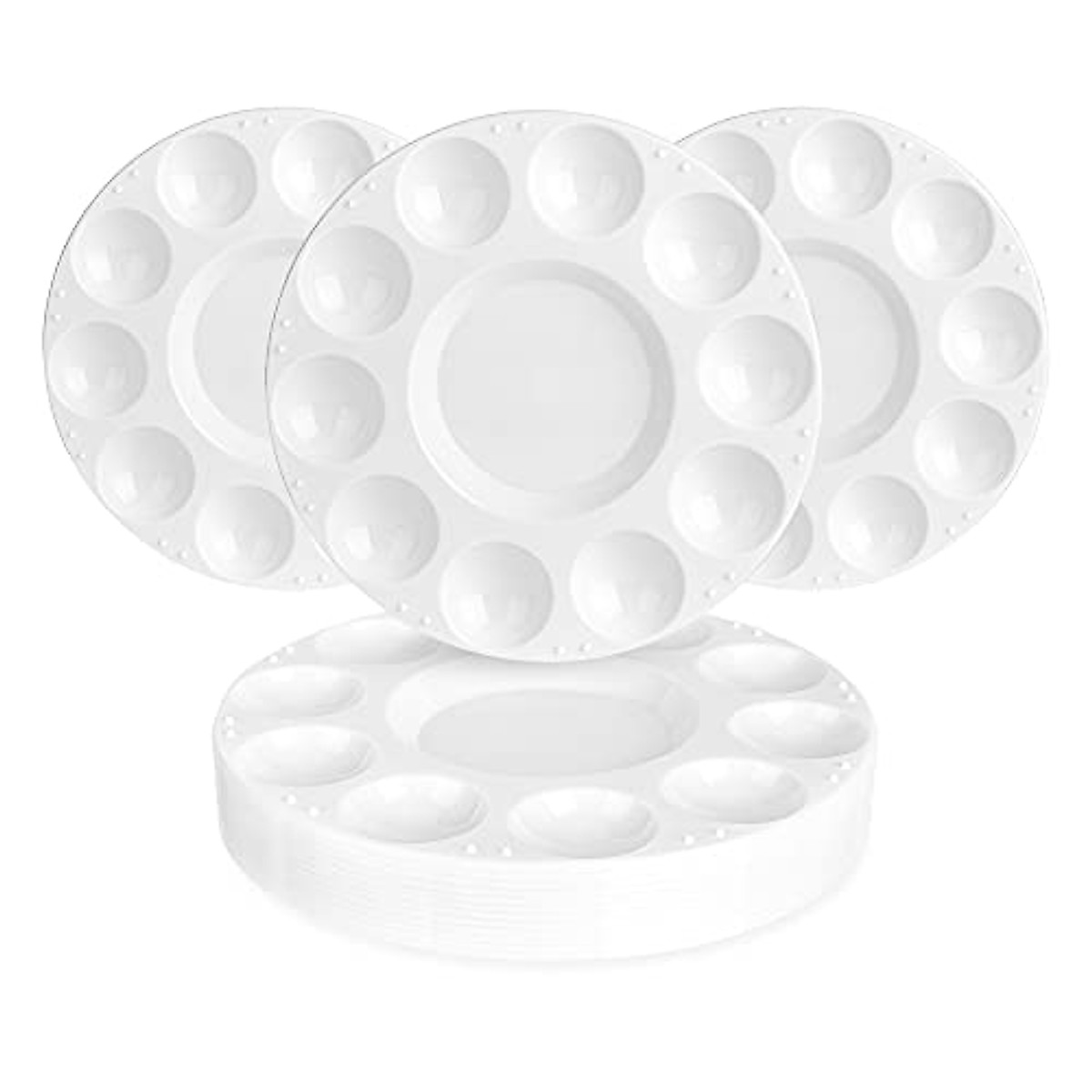 Amazon Basics Round Paint Tray Palettes, White, 15 PCS