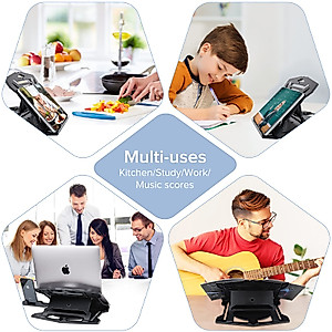 𝐋𝐩𝐨𝐚𝐤𝐞 Laptop Stand for Desk, Tablet Stand Holder, Adjustable Computer Stand for Laptop with 2 Phone Holders 8 Viewing Angles Compatible for 8"-18" iPad Laptop Kindle Surface Pro Book E-Reader