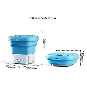 Portable Washing Machine Mini Foldable Washer with Spin Dryer Bucket for Baby Clothes,Underwear,Socks,Towels Perfect for Travel,Apartment,Lightweight & Easy to Carry (Blue), S43L18CGNE9F019EUHK