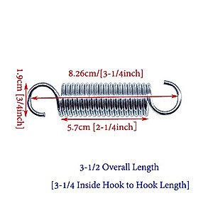 3-1/2inch Overall Length [3-1/4 Inside Hook to Hook] Recliner Sofa Chair Mechanism Tension Springs Replacement[Pack of 2] Silver