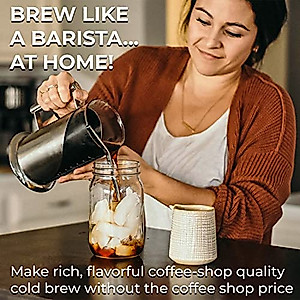 Cafe Du Chateau Start Brewing Perfect Iced Coffee & Tea w/Our Cold Brew Coffee Maker, Pitcher for Fridge (34oz) - Air Tight Seal, Measuring Label - Stainless Steel Iced Coffee Maker Machine, Brewer