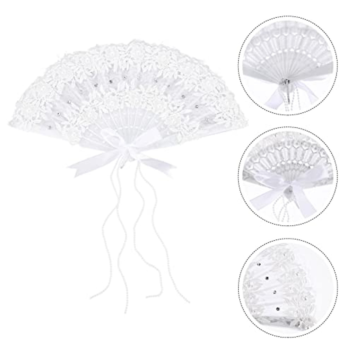 FOMIYES Lace Peal Fan Folding Hand Fans Wedding Bride Fan Dance Fan Decorative for Performance Wedding Dancing Church Party