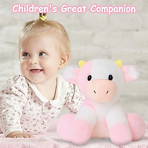 Gvimenos Pink Cow Stuffed Animal Cute Hug Cow Plushies, Soft Strawberry Cow Throw Pillow, Cartoon Cow Plushie Decoration Gift for Boys Girls(8 Inch)