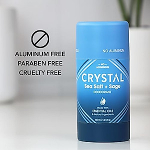 Crystal Magnesium Solid Stick Natural Deodorant, Non-Irritating Aluminum Free Deodorant for Men or Women, Safely and Effectively Fights Odor, Baking Soda Free, Sea Salt + Sage, 2.5 oz