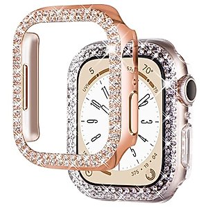 NewWays 2-Pack Bling Compatible for Apple Watch Cases 40mm SE 2022 Series 6 5 4, Protective Bumper for iWatch SE Series 4/5/6 (40mm, Rose Gold/Clear)