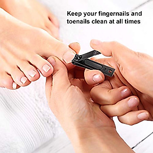 12 Pieces Nail Clipper Set Stainless Steel Nail Cutter Fingernails and Toenail Clipper Cutter for Women Men (Black)