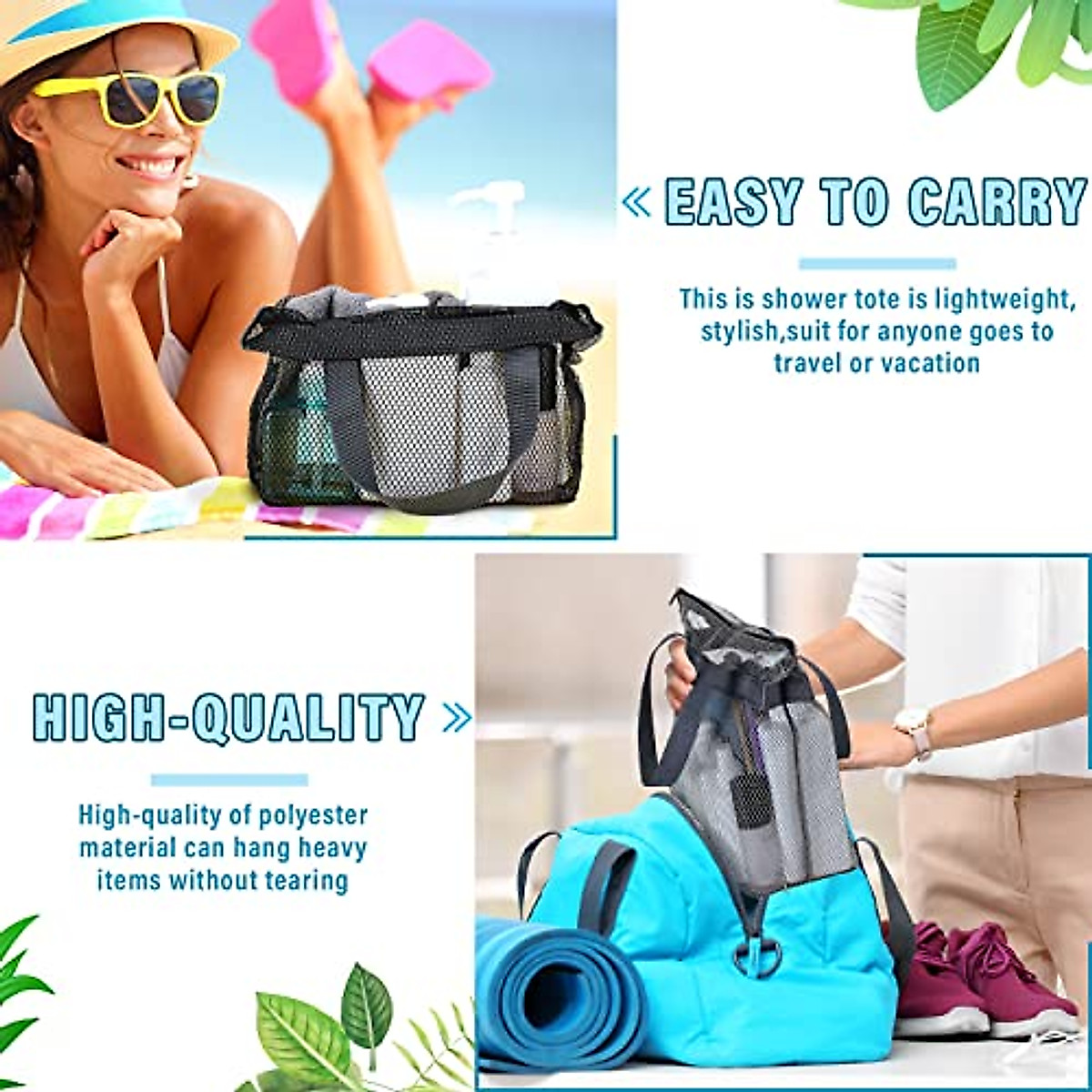 12 Pcs Mesh Shower Caddy Bag Bulk 12.2 x 10.24 Inches Quick Dry Bag with Zipper for Gym Portable Shower Tote Hanging Toiletry and Bath Organizer for Swimming Camping Travel College Dorm Beach Sports