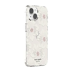 Kate Spade New York Protective Hardshell Case Compatible with Apple iPhone 14 - Hollyhock Floral Clear [KSIPH-222-HHCCS]