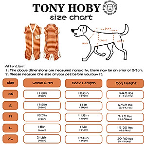 TONY HOBY Female Pet Dog Pajamas Stripes 4 Legged Dog pjs Jumpsuit Soft Cotton Dog Clothes (XL，Orange+White-Girls)