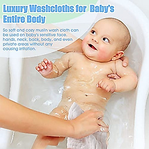MUKIN Baby Washcloths - Soft Face Cloths for Newborn, Absorbent Bath Face Towels, Baby Wipes, Burp Cloths or Face Towels, Baby Registry as Shower. Pack of 10 (Green,Blue,White)