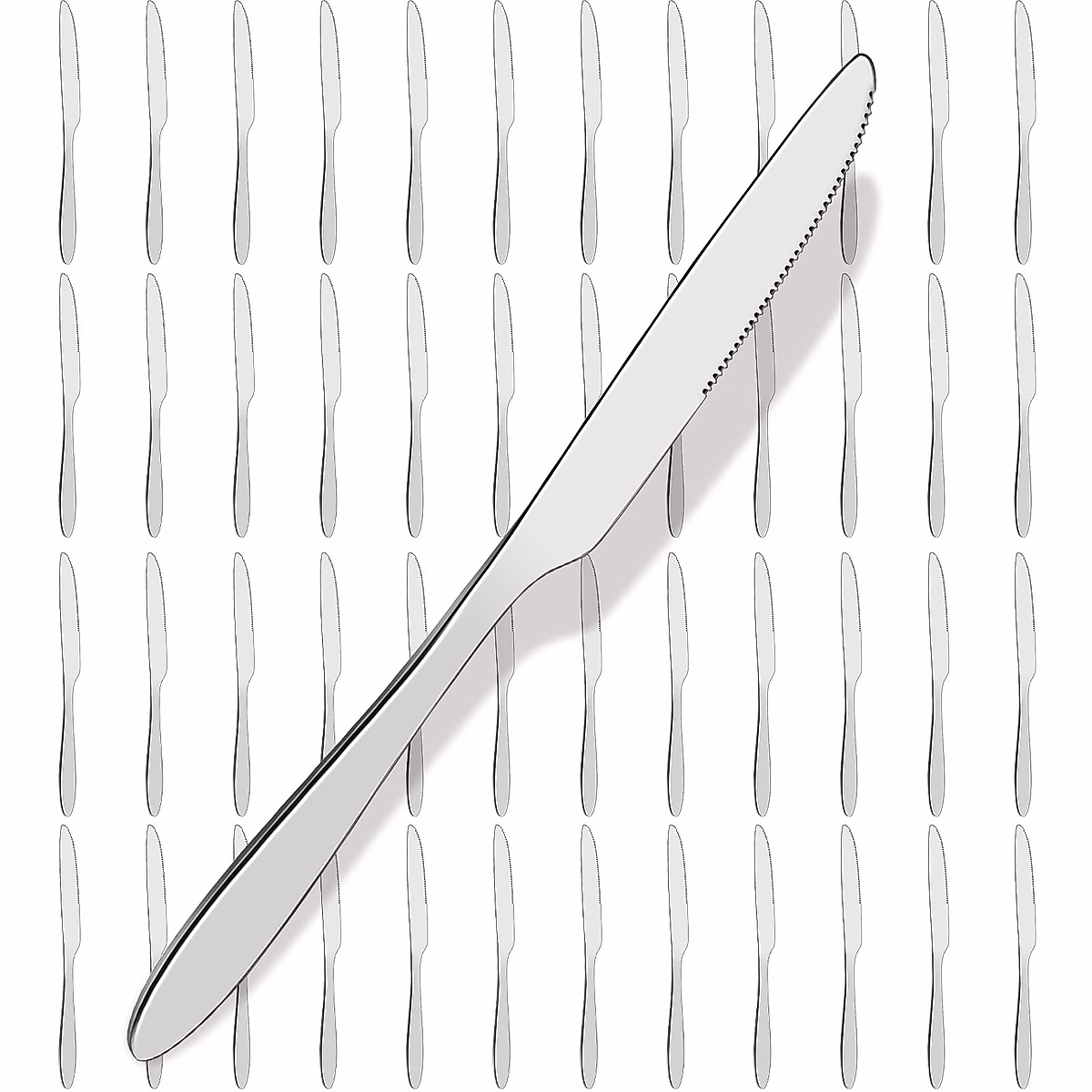 Nuenen 50 Pieces Knives Bulk Stainless Steel Butter Knives 8.5 Inch Table Knives for Kitchen Restaurant Butter Spreader Flatware Silverware