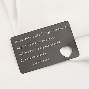ENSIANTH Military Wallet Card When Duty Calls for You to Leave Wallet Card Deployment Gift for Army, Navy,Air Force,Coast Guard (Black Card)