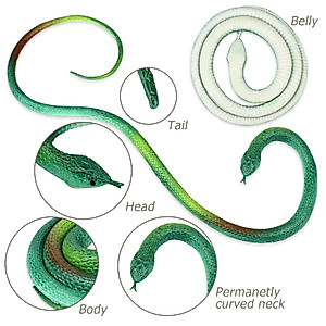 LXS Rubber Snakes to Keep Birds Away - 4 Pieces Realistic Fake Rubber Snake Toys for Garden Props to Scare Birds, Squirrels and Mice