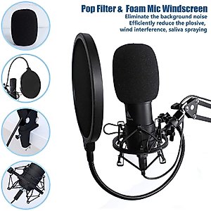 MAONO Microphone with Studio Headphone Set 192kHz/24bit Vocal Condenser Cardioid Podcast Mic Compatible with Mac and Windows, YouTube, Gaming, Live Streaming, Voice-Over (AU-A04H)