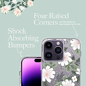 Rifle Paper Co. iPhone 14 Pro Max Case [Works with Wireless Charger] [10ft Drop Protection] Cute iPhone Case 6.7" with Floral Pattern, Anti-Scratch Tech, Shockproof Material, Slim Fit - Willow