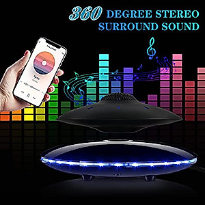 RUIXINDA Magnetic Levitating Bluetooth Speaker, Levitating UFO Speakers with LED Lights Base 360 Degree Rotation,Wireless Floating Speakers for Home Office Decor Cool Tech Gadgets,Creative Gifts