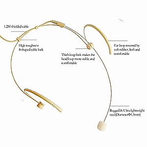 Sujeetec Headset Microphone Discreet Headworn Ear Hook Earset Over The Ear Mic for Sennheiser Wireless Transmitter, Ideal for Lectures, Live Performance, Theater, Podcasts – Beige