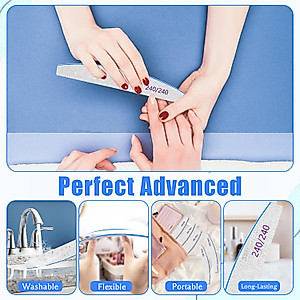 12 PCS Professional Nail File, 240/240 Grit Nail Files for Natural Nails Emery Boards Nail File Doubled Sides Washable Fine Grit Nail File Manicure Tools for Home and Salon Use