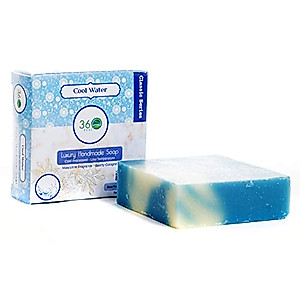 360Feel Men's Cool Water Cologne Soap -Large 5oz Organic Castile Handmade Soap bar -Bold Masculine fragrance- Pure Essential Oil Natural Soaps- Made in USA