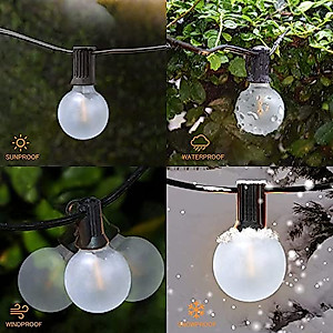 Outdoor LED String Lights, 50Ft G40 Outdoor Patio Lights with 52 Frosted White LED Globe Bulbs, Hanging Backyard Lights Waterproof for Indoor Outside Garden Bistro Pergola Tents Decorations, White