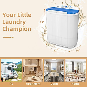 Zynkez Portable Washing Machine, 14Lbs Compact Washing machine, Twin Tub Laundry Washer Machine, Semi-Automatic 9Lbs Washer and 5Lbs Spinner Combo for Apartments, Dorms, RVs