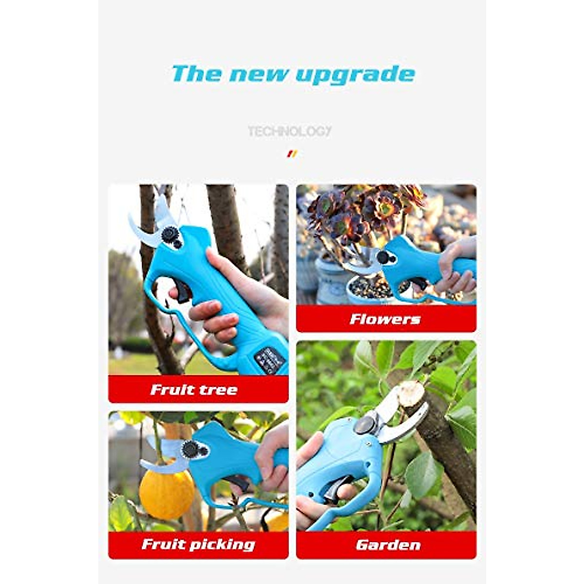 ATAAY 16.8VCordless Pruner Lithium-ion Pruning Shear Efficient Scissors Bonsai Electric Tree Branches Garden Tools Electric